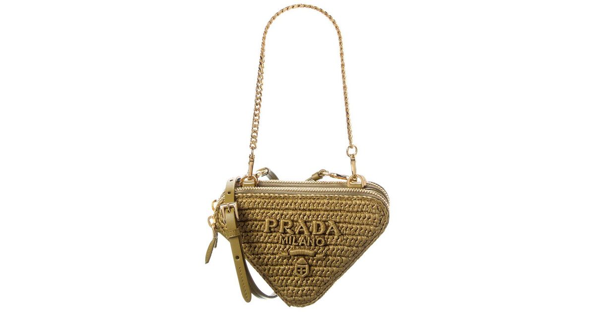 Prada Crochet & Leather Mini Pouch in Metallic | Lyst UK