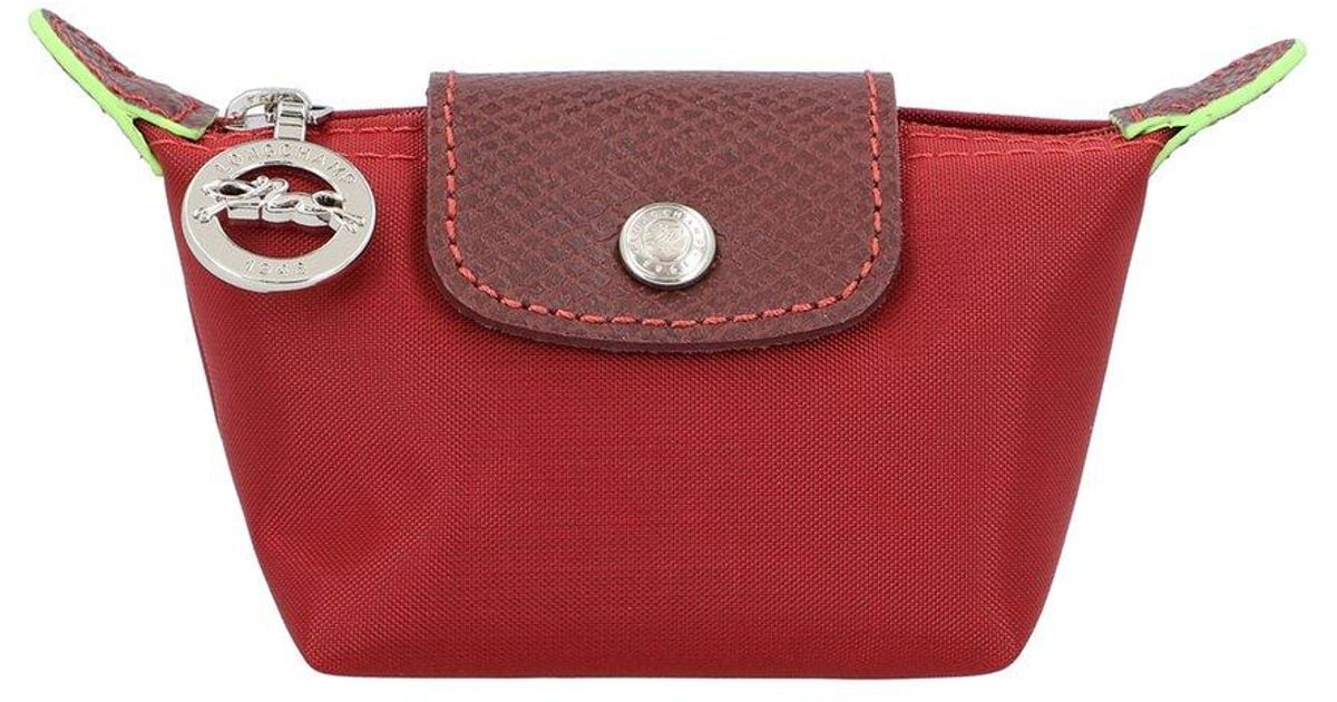 Longchamp Portemonnaie Le Pliage Canvas Coin Purse in Red | Lyst