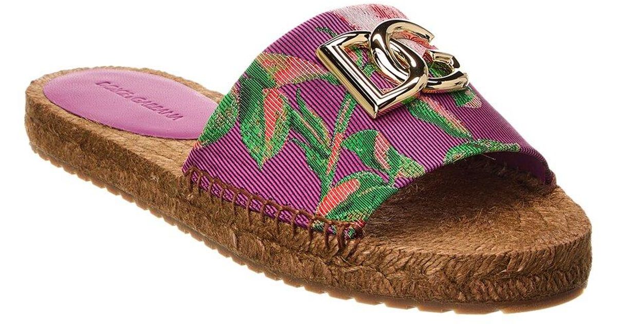 Dolce And Gabbana Dg Logo Leather Espadrille Sandal In Pink Lyst
