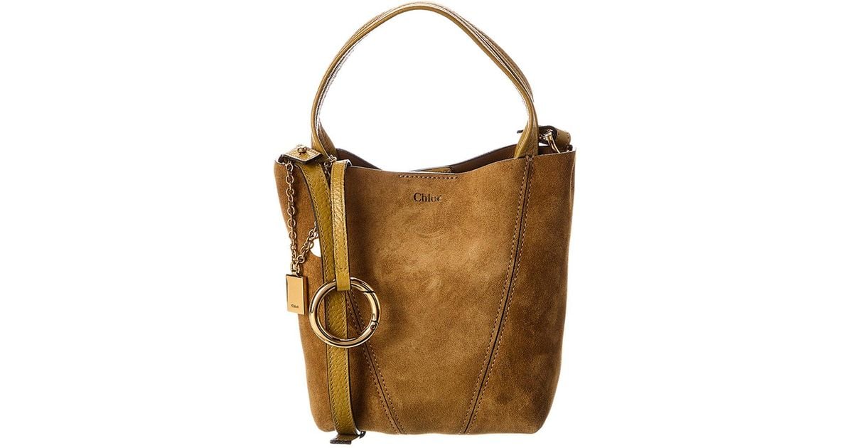 Chloé Spin Small Suede Bucket Bag in Brown | Lyst