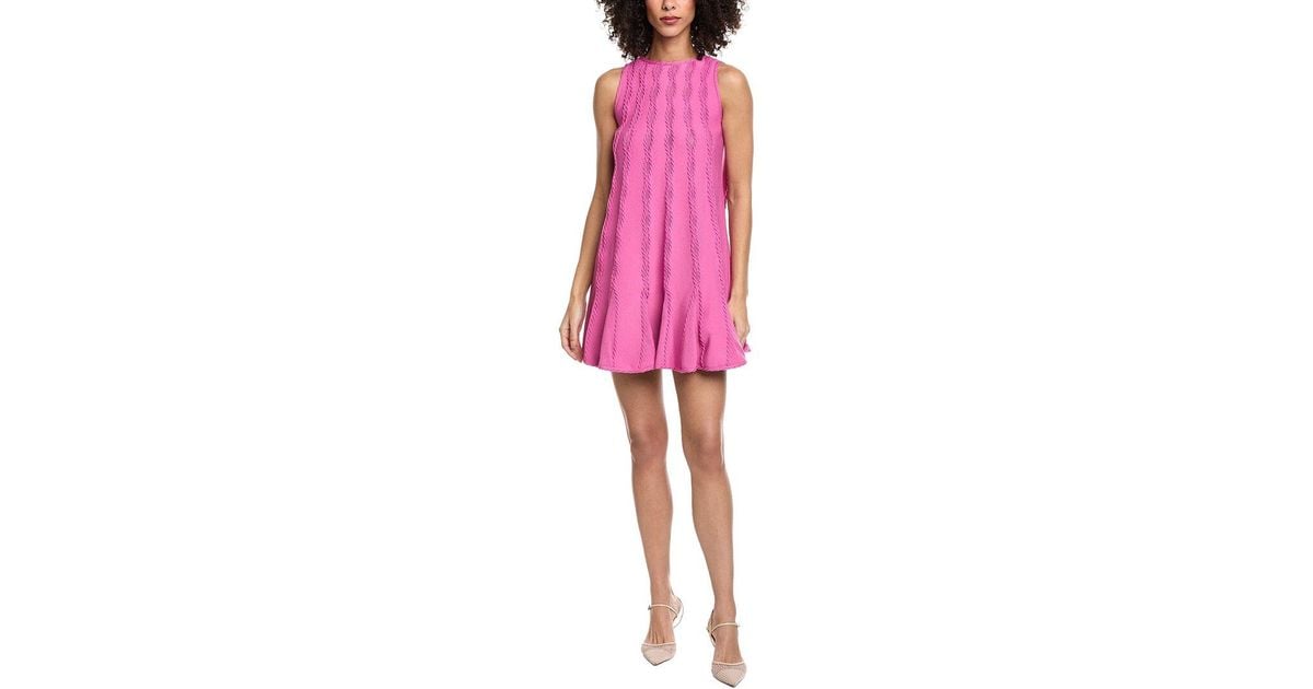 Oscar de la Renta Braid Detail Trapeze Knit Sweaterdress in Pink | Lyst UK