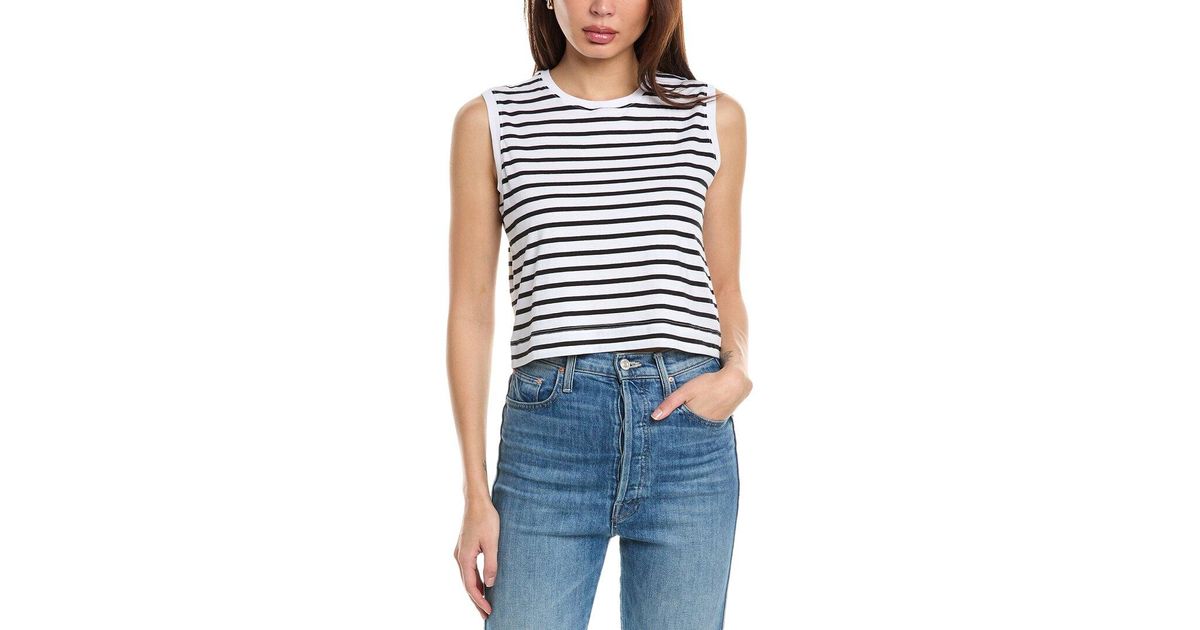 ATM Classic Stripe Crop Tank in Blue | Lyst