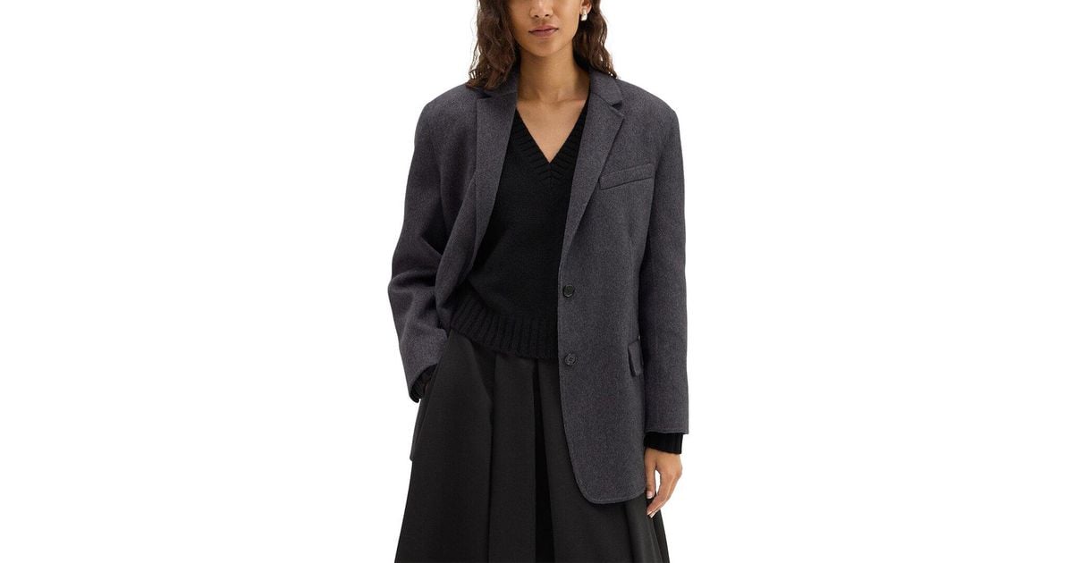 Theory Oversized Wool & Cashmere-Blend Tailor Jacket in Black | Lyst UK