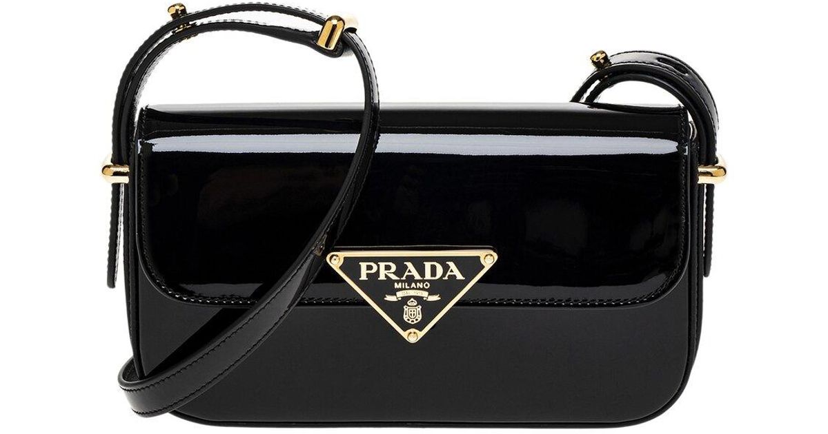 Prada Patent Leather Shoulder Bag in Black | Lyst