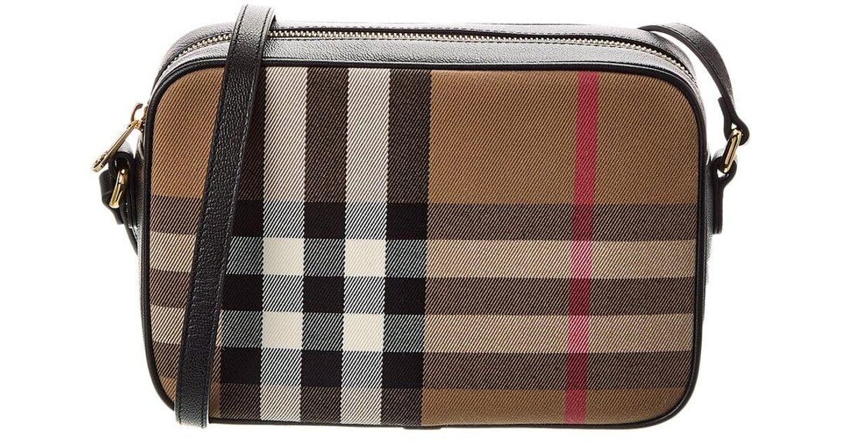 Burberry Check Canvas & Leather Camera Bag in Brown | Lyst