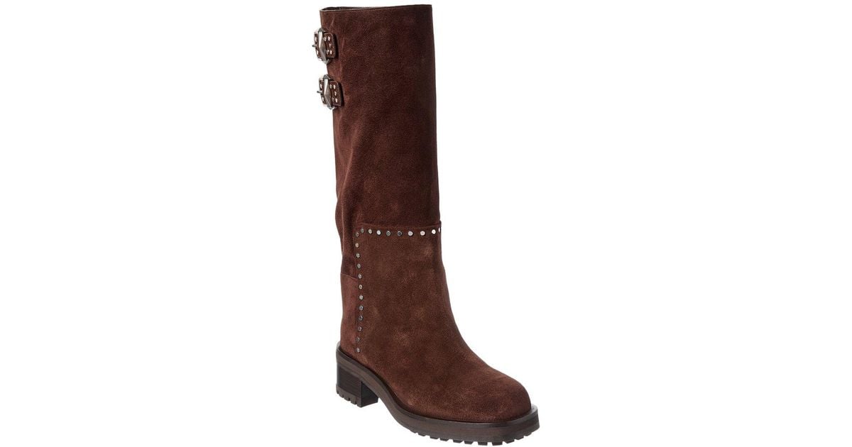 Jimmy Choo Brooklyn 90 Suede Long Boot in Brown | Lyst