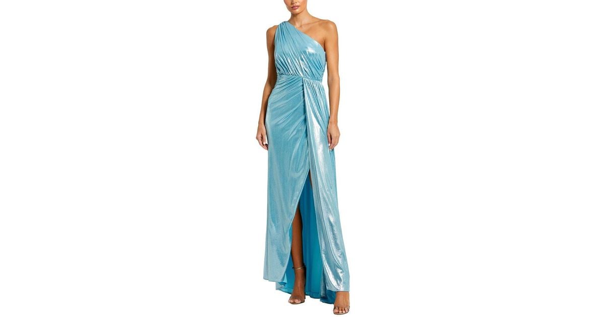 Mac Duggal One Shoulder Draped Gown in Blue | Lyst UK