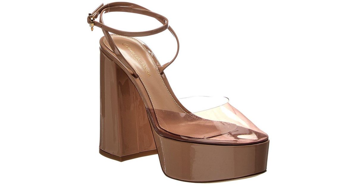 Gianvito Rossi Dua 70 Patent & Vinyl Platform Pump in Brown | Lyst UK