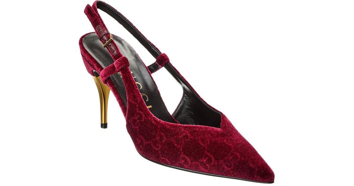 Gucci Velvet Slingback Pump in Red | Lyst UK