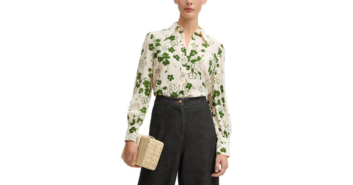 LK Bennett Silk Sonya Blouse in Green | Lyst UK