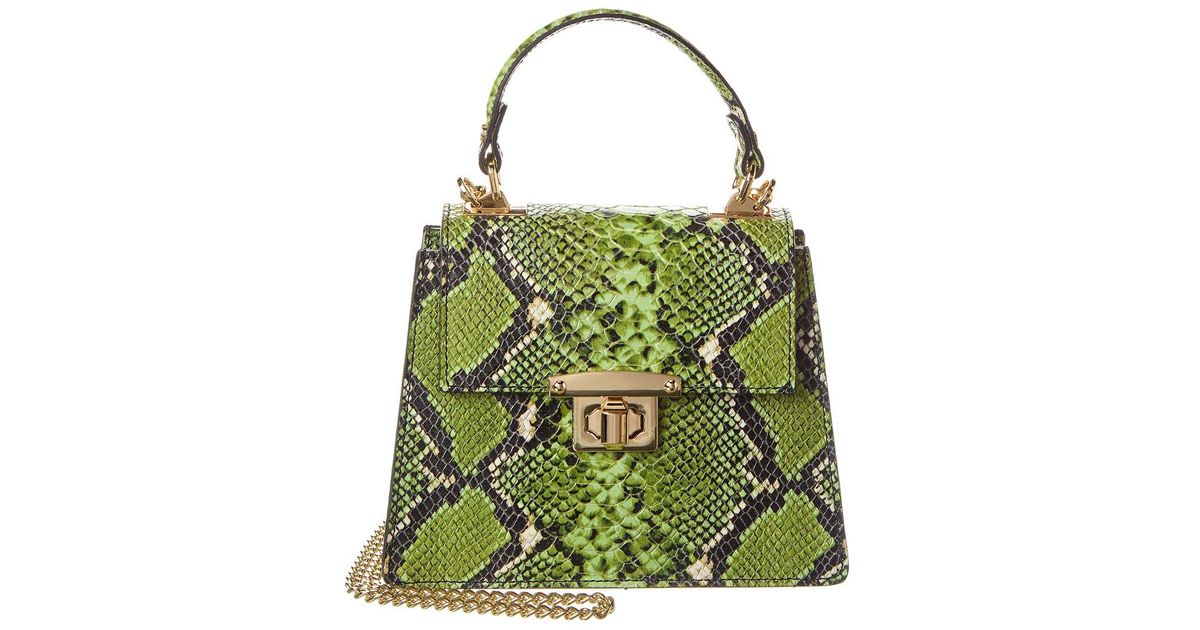 Persaman New York Adriana Python Leather Top Handle Leather Satchel in ...
