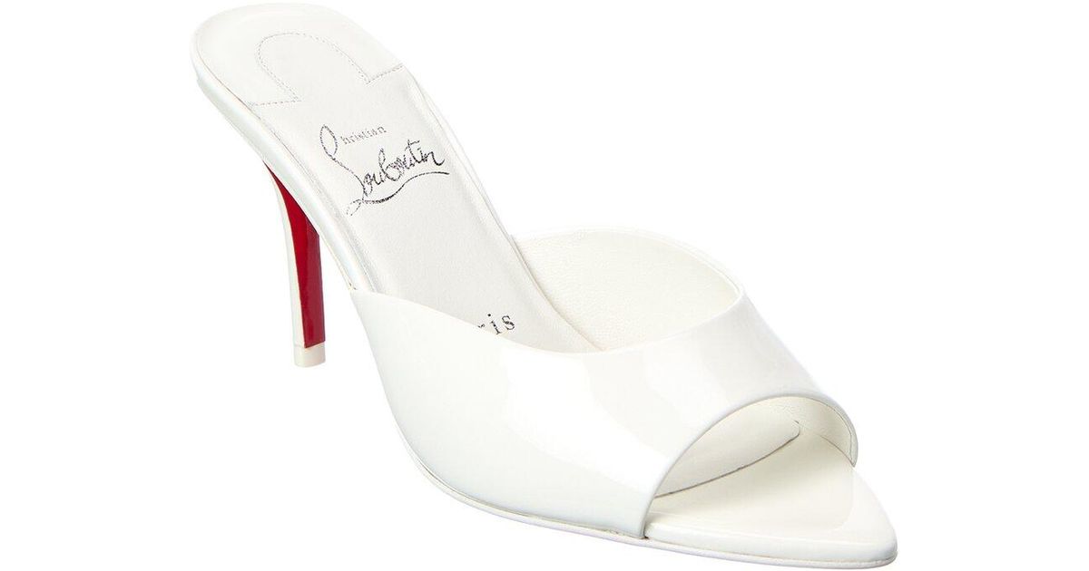 Christian Louboutin Miss Z 80 Patent Mule in White | Lyst