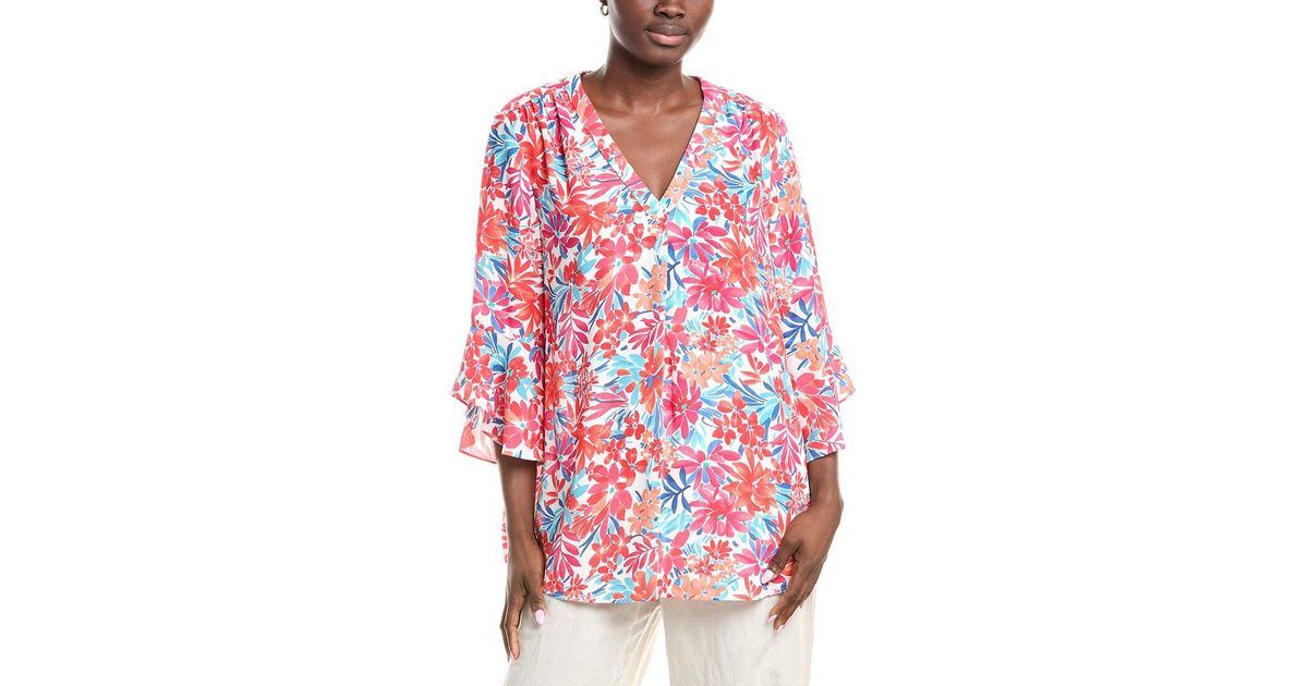 Jones New York Y-Neck Blouse in Red | Lyst UK