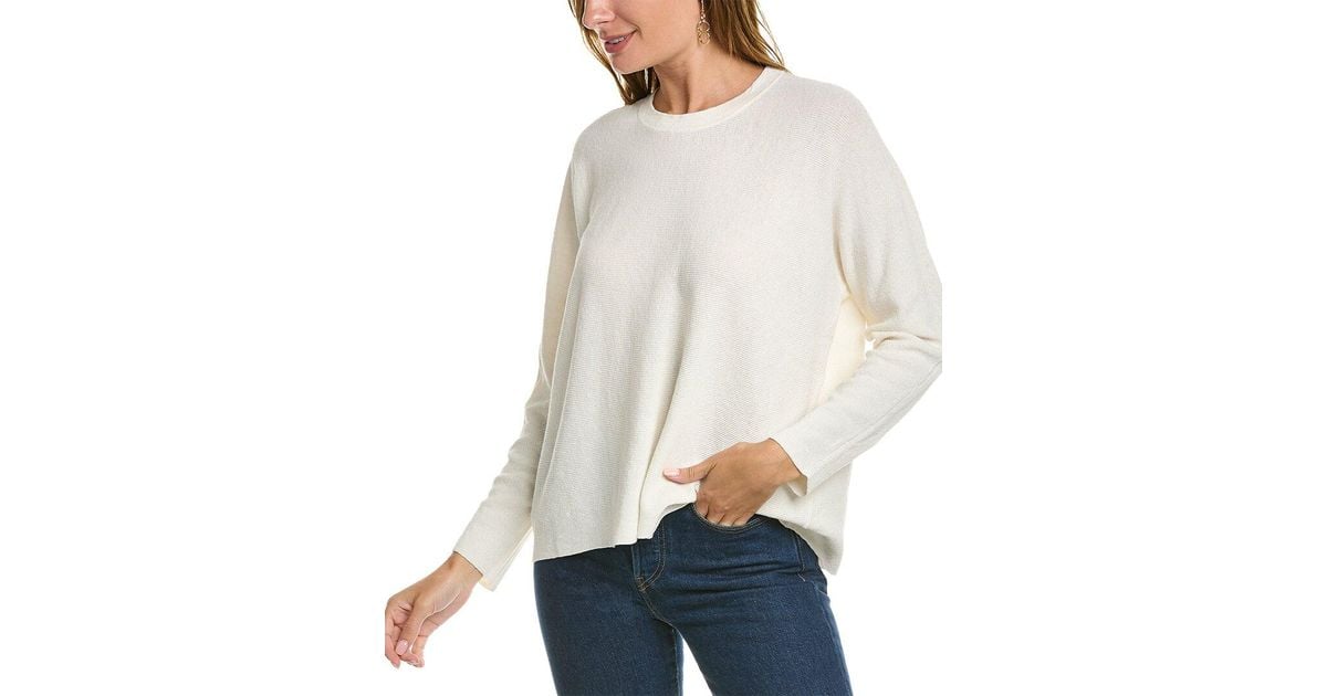 Eileen Fisher Boxy Linen-blend Top in White | Lyst Eileen Fisher Boxy Linen-blend Top in White | Lyst