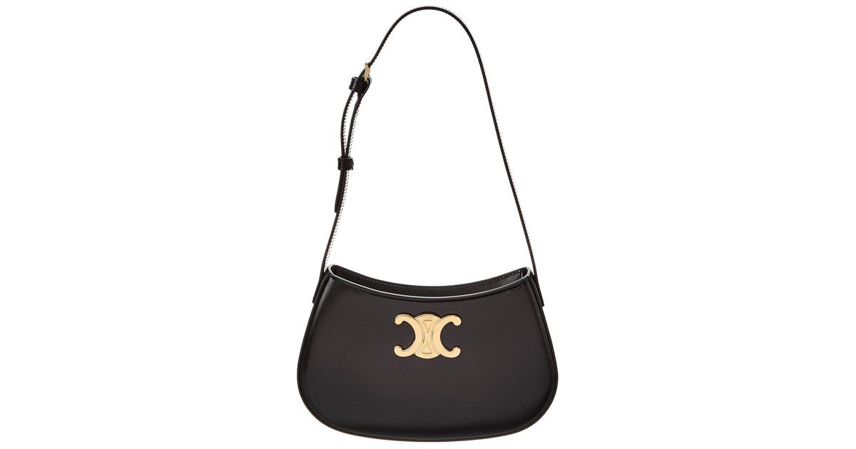Celine Tilly Medium Leather Shoulder Bag in Black | Lyst