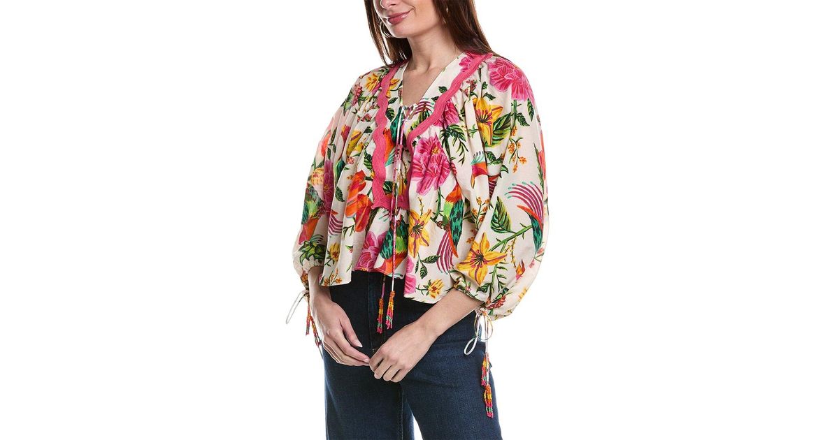 FARM Rio Toucan's Garden Blouse in Red | Lyst