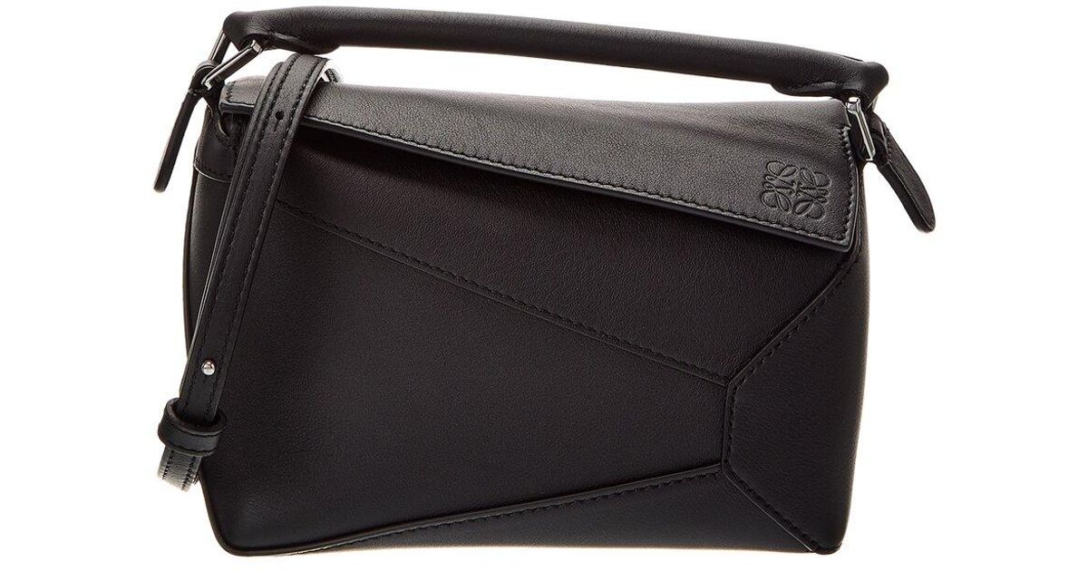 Loewe Puzzle Mini Leather Shoulder Bag in Black | Lyst