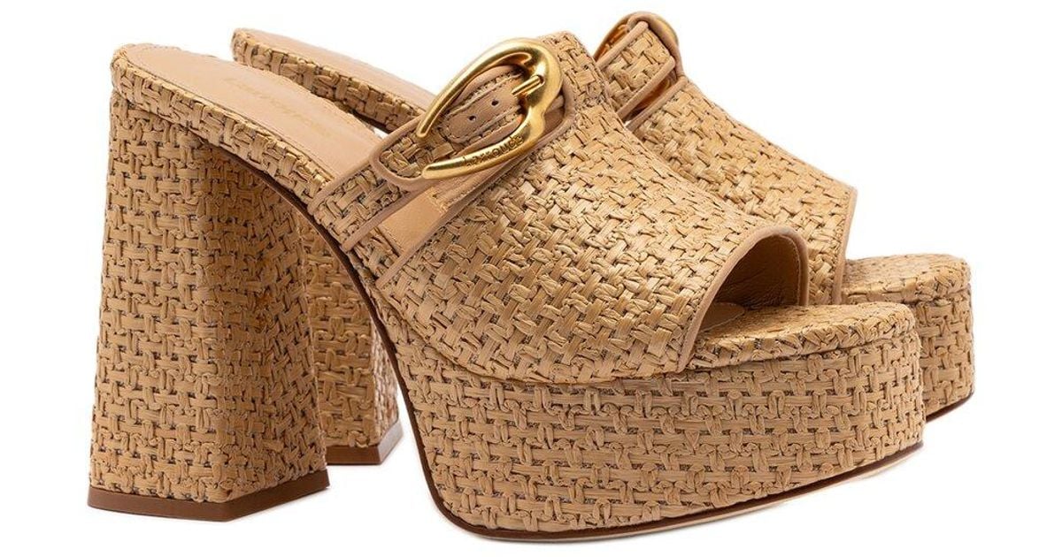 Larroude Larroudé Dolly Raffia Mule in Brown | Lyst UK