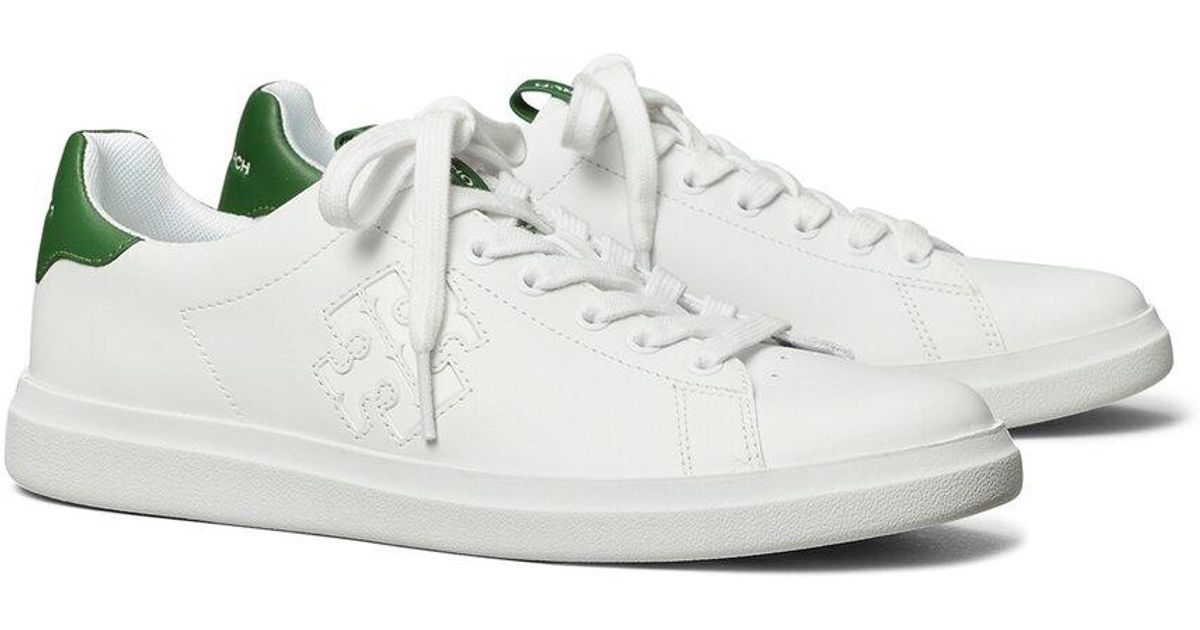 Tory Burch Double T Howell Leather Sneaker in White | Lyst