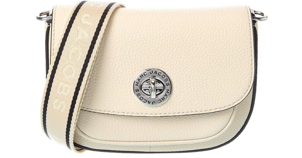 Marc Jacobs Signet Turnlock Small Leather Saddle Bag in Natural | Lyst