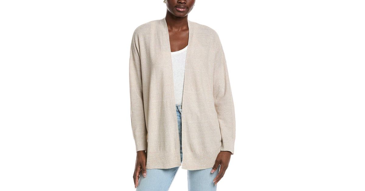 Eileen Fisher Long Linen-Blend Cardigan in Natural | Lyst