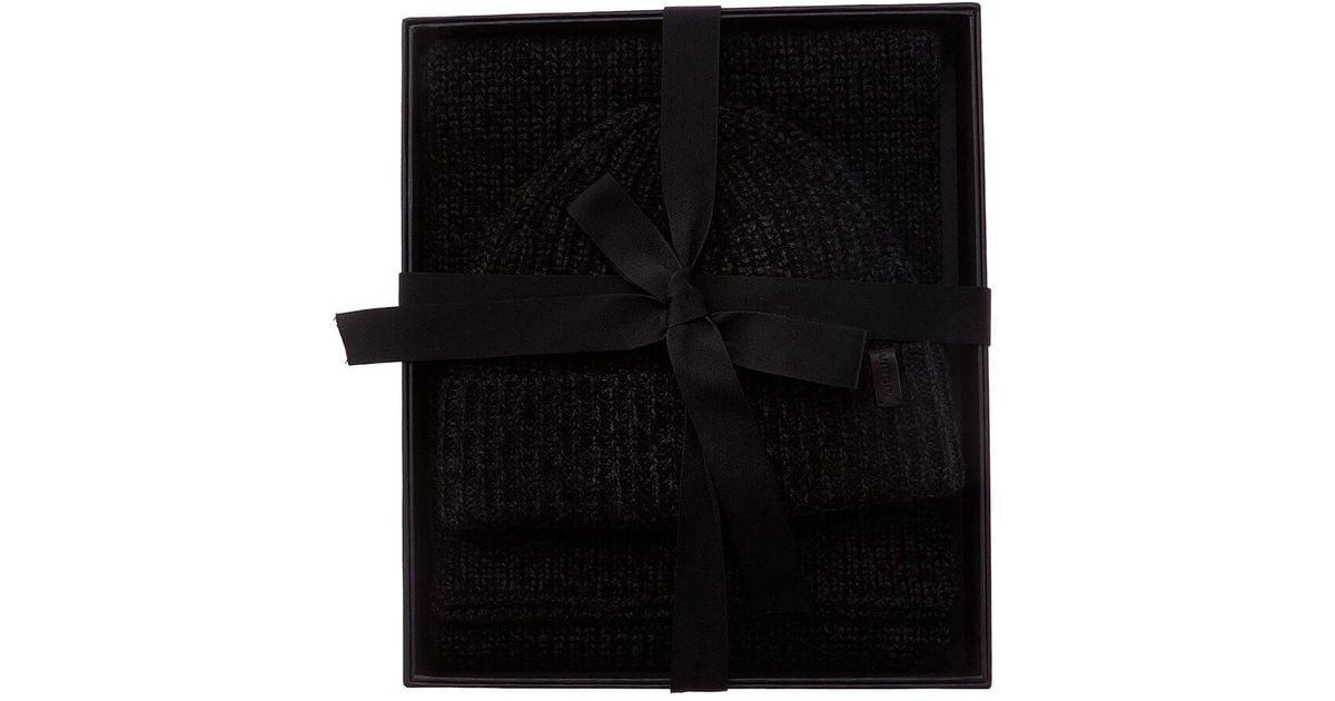 Vince 2Pc Shaker Stitch Wool & Cashmere-Blend Hat & Scarf Set in Black ...