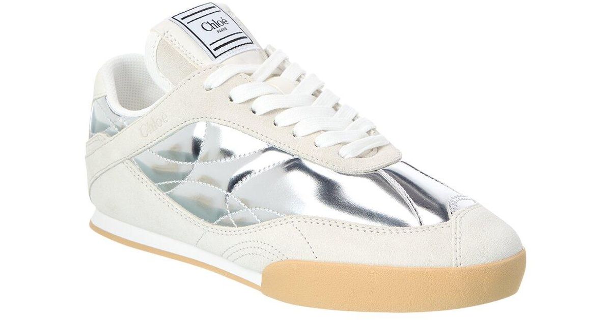 Chloé Kick Leather & Suede Sneaker in White | Lyst