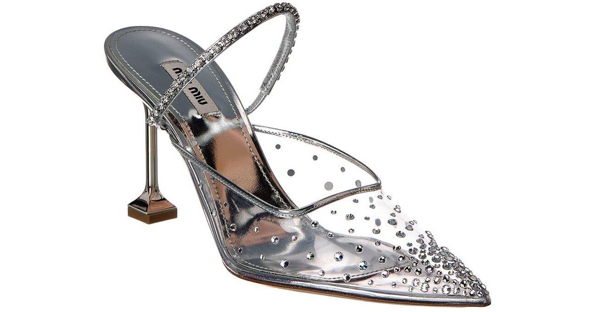 Miu Miu Vinyl & Leather Pump in White | Lyst