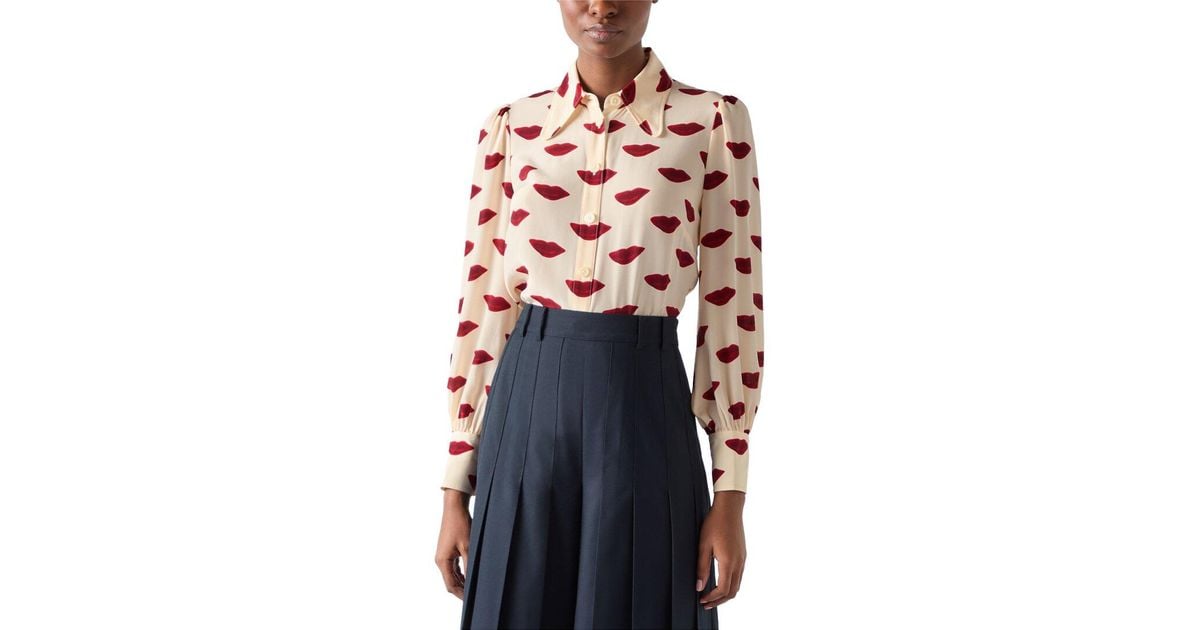 LK Bennett Silk Sonya Blouse in Blue | Lyst UK