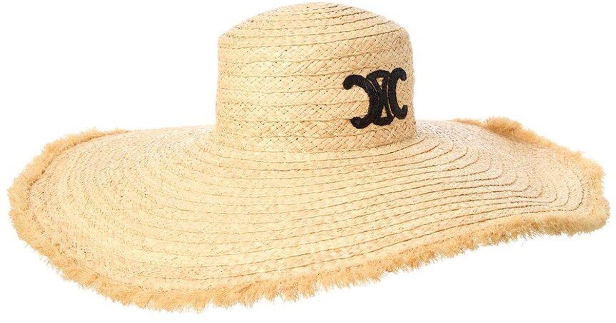 Celine Raffia Hat in Natural | Lyst