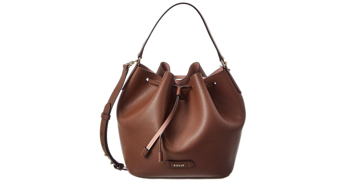 Bally Blyss Leather Bucket Bag in Brown | Lyst