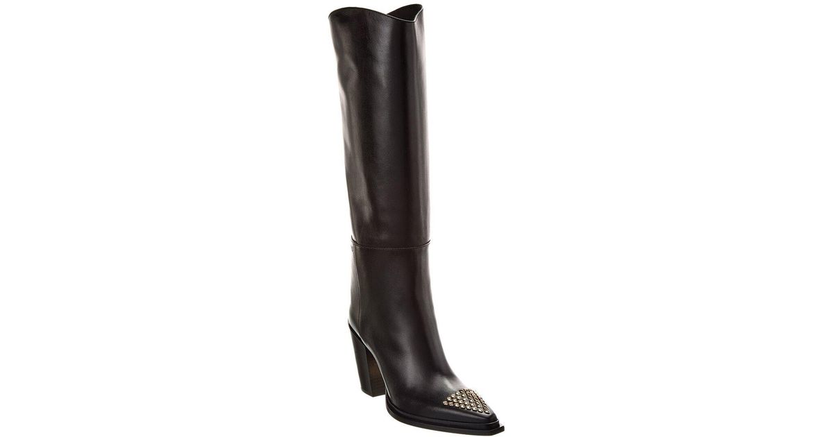 Jimmy Choo Cece 80 Leather Knee-high Boot in Black | Lyst
