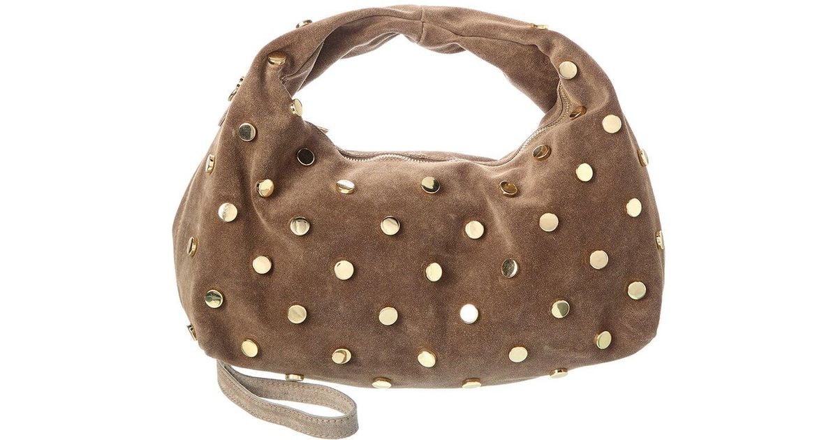 Persaman New York Studded Suede Hobo in Brown | Lyst UK