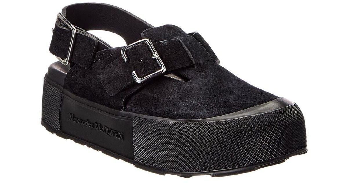 McQueen Mount Slick Suede Platform Sandal in Black for Men | Lyst