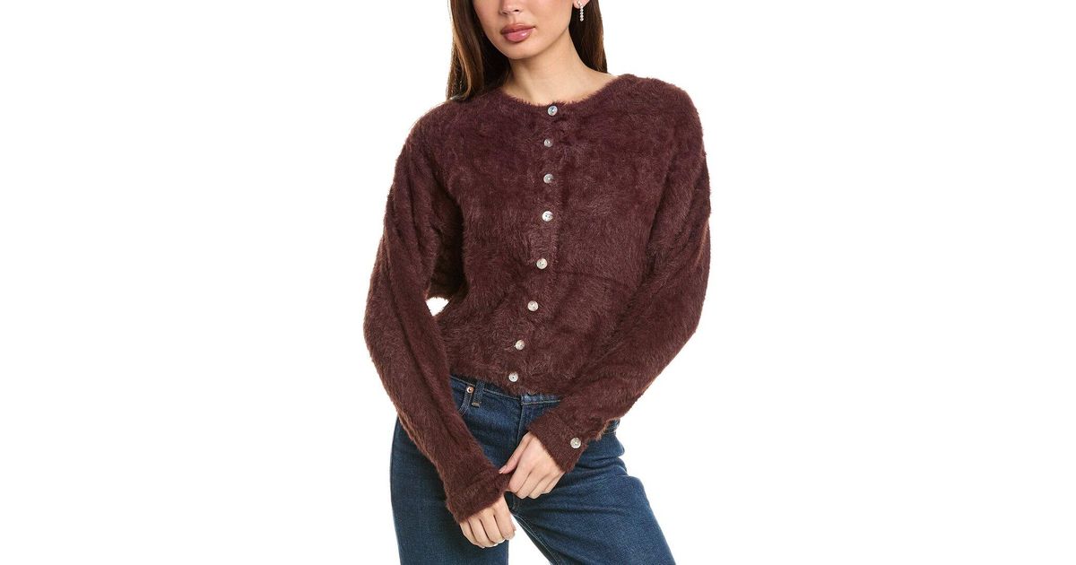 LaBiz Fuzzy Cardigan in Purple | Lyst
