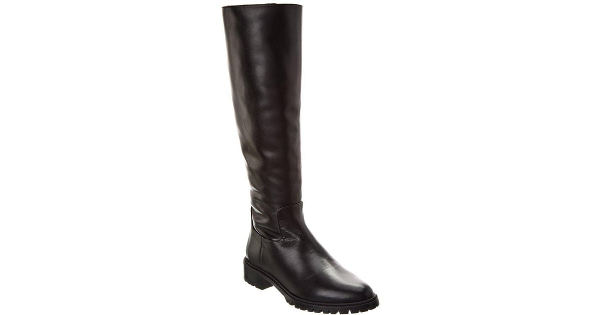 Stuart Weitzman Cozy City Zip Leather To-The-Knee Boot in Black | Lyst