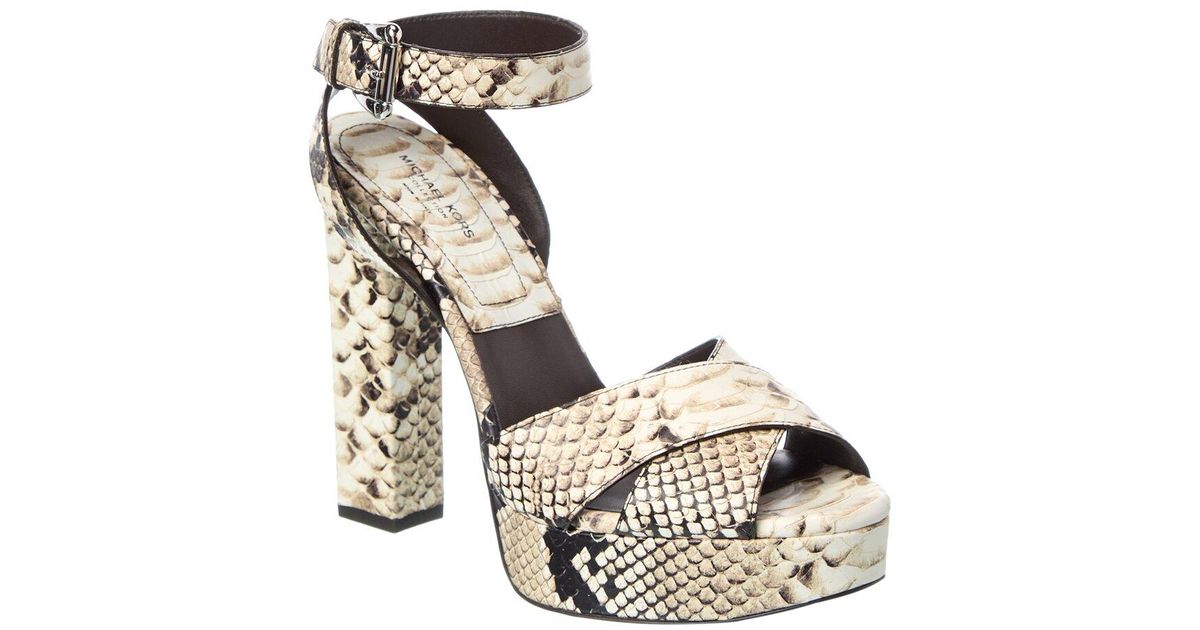 Michael Kors Cannon Runway Python-Embossed Leather Platform Sandal in ...