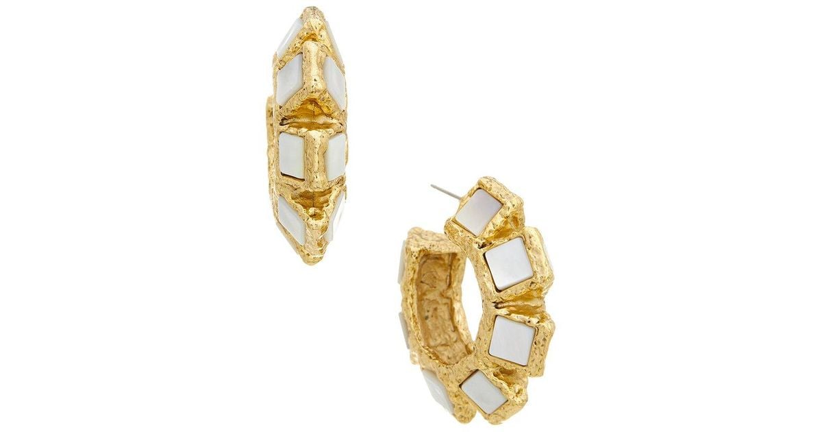 Oscar de la Renta Tiles Hoop Earrings in Metallic | Lyst UK