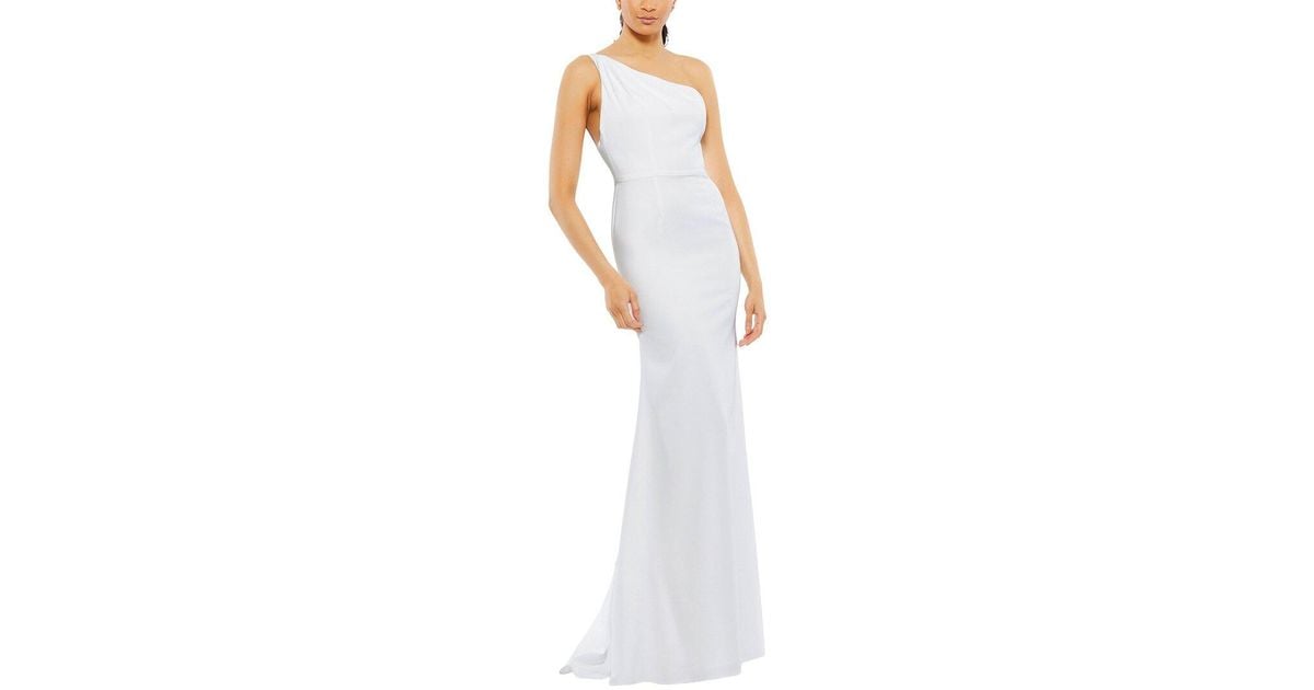Mac Duggal One Shoulder Jersey Mermaid Gown in White | Lyst UK