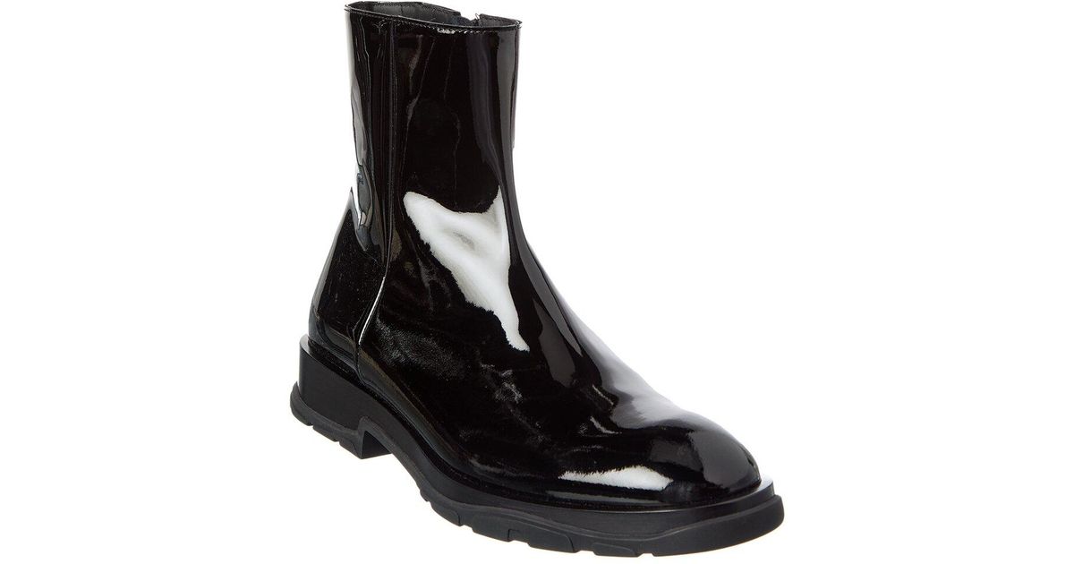 McQueen Tread Slim Half Leather Boot in Black for Men | Lyst