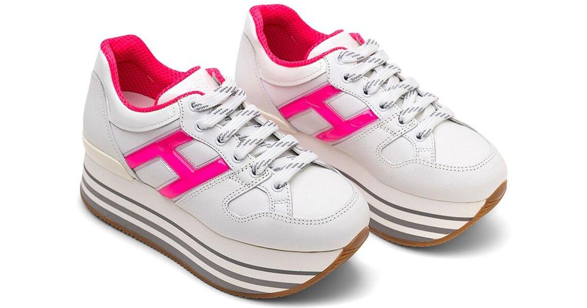 Hogan Leather Platform Sneaker in Pink | Lyst UK