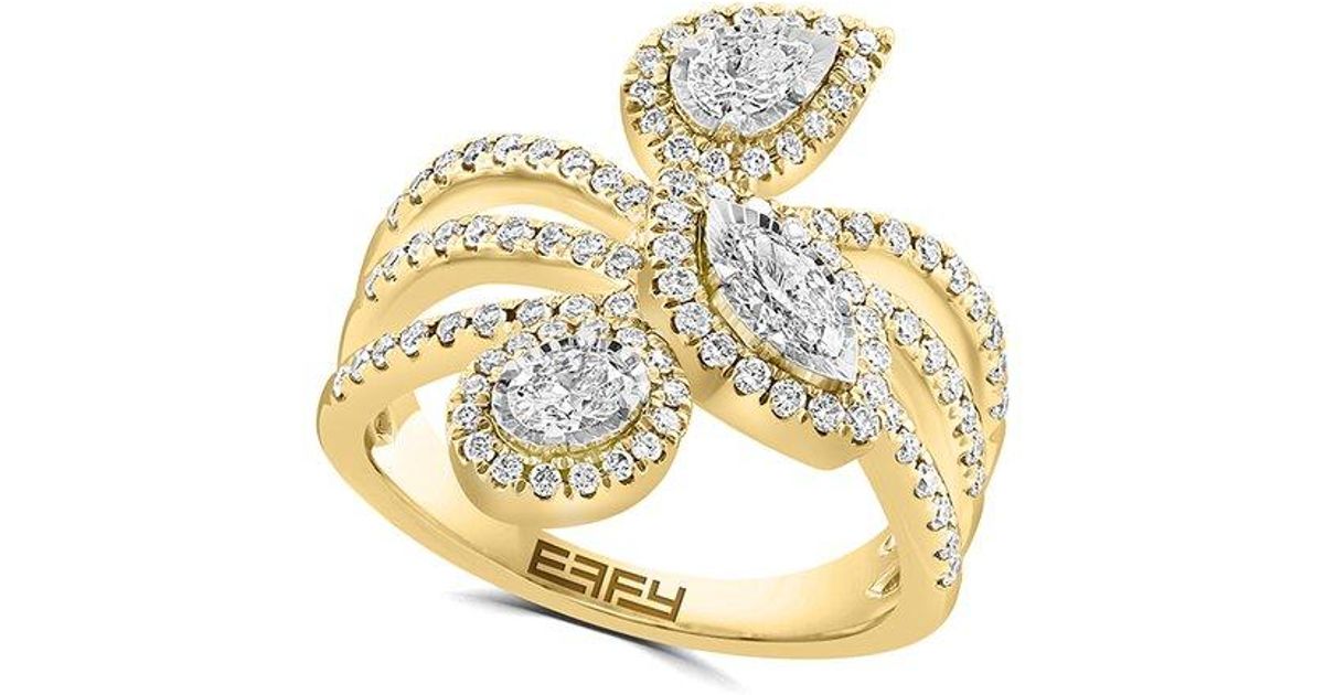Effy Fine Jewelry 14K Two-Tone 1.01 Ct. Tw. Diamond Ring in Metallic | Lyst