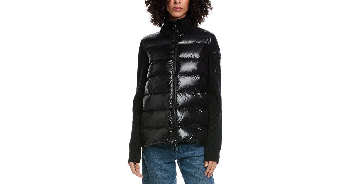 Moncler Quilted Down Wool-Blend Jacket in Black | Lyst UK