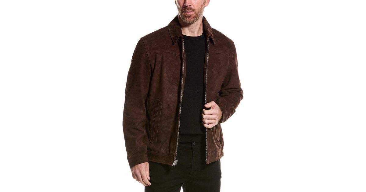 Slate & Stone Zip Racer Suede Jacket in Brown for Men | Lyst UK