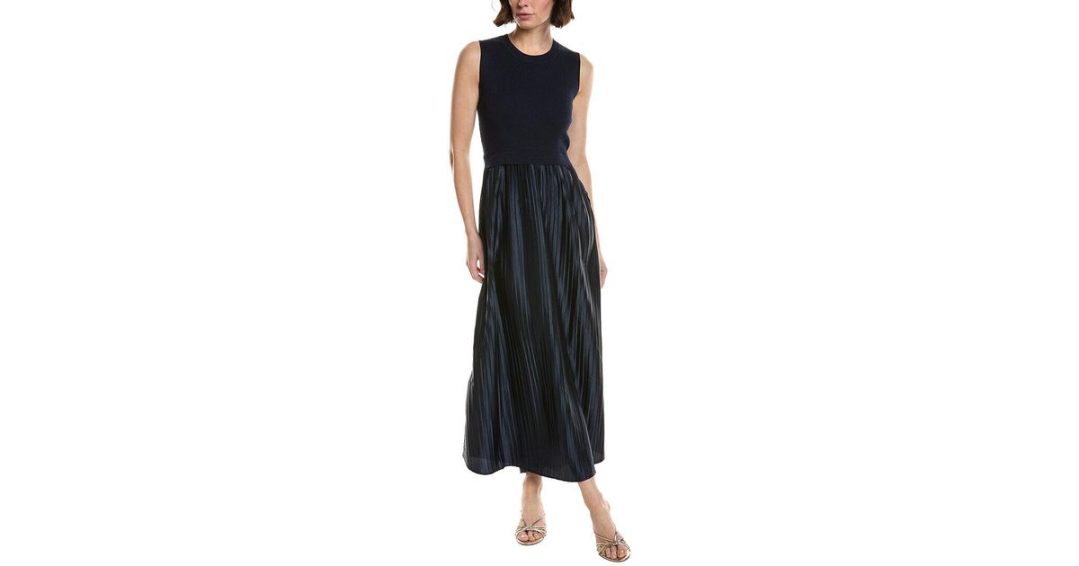 Nanette Lepore Pleated Midi Dress in Black | Lyst