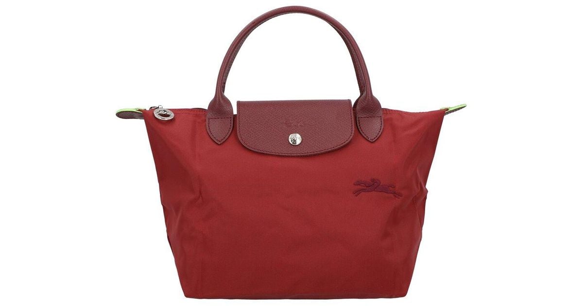 Longchamp Le Pliage Green Small Canvas Handbag in Red | Lyst