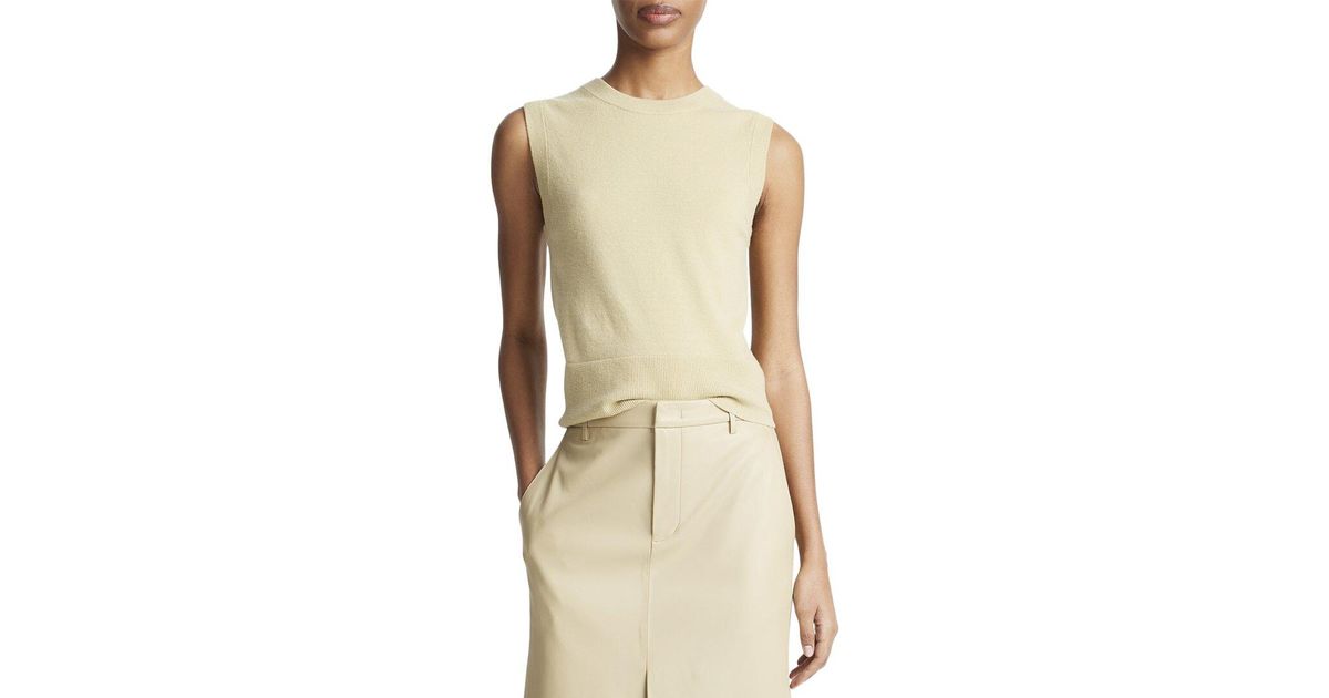 Vince Wool & Cashmere-blend Knit Shell in Natural | Lyst