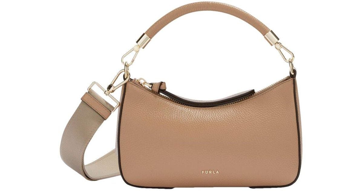 Furla Emera Mini Leather Crossbody With Handle in Brown | Lyst