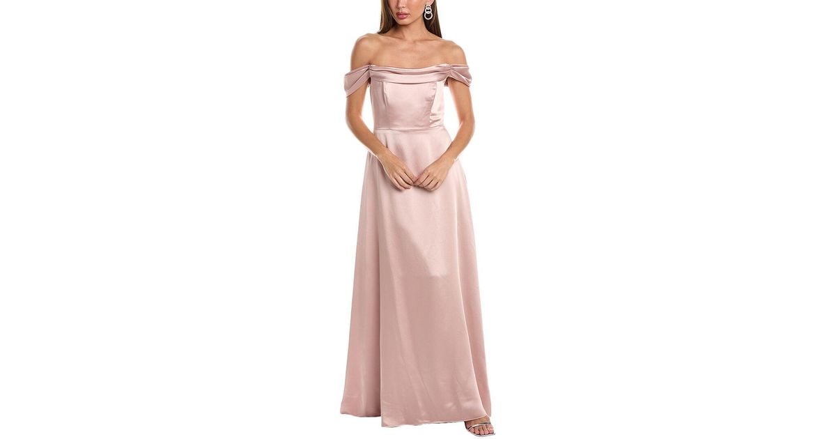 The Dessy Group Dessy Collection Off-The-Shoulder Gown in Pink | Lyst
