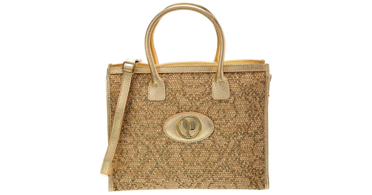Persaman New York Roison Raffia & Leather Tote in Brown | Lyst